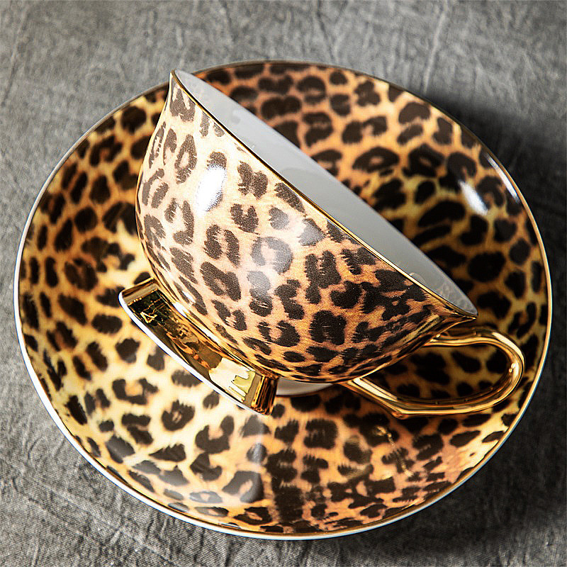 Leopard print bone china premium coffee cup – Laerrysusan Cup Store